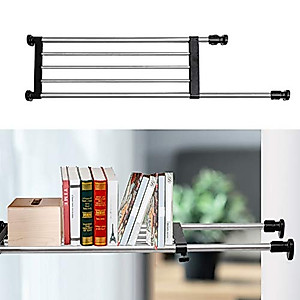 BAOYOUNI Expandable Shelf Closet Tension Rod Adjustable Shelving Unit Storage Rack Organizer Hanger Space Saving Divider for Wardrobe, Cupboard, Kitchen, Bathroom Use, Black
