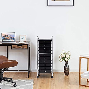 Giantex 10 Drawer Rolling Storage Cart Scrapbook Paper Office School Organizer (Black)