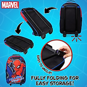 Marvel Kids Suitcase for Boys Foldable Trolley Hand Luggage Bag Carry On Avengers Travel Bag with Wheels Cabin Bag Wheeled Bag with Handle Spiderman Trolley Suitcase Boys (Multicolor Spiderman)