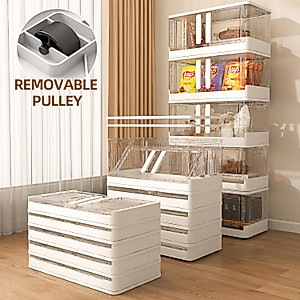 Storage Bins with Lids, 11 Gal Collapsible Storage Bins With Lids - Plastic Storage Bins with Lids, Large Closet Organizers and Storage, Double Door Stackable Storage Bins for Clothes (4 Pack)