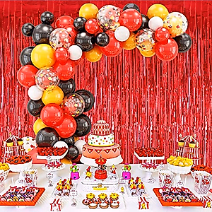 3Pcs Red Metallic Tinsel Foil Fringe Curtains,3.28ft x 6.56ft Photo Booth Props.Glitter String Backdrop Streamers for Door Wall Tassle Curtains Background Birthday, Christmas Party Decorations