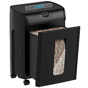 Woolsche Paper Shredder, 10-Sheet Micro Cut with 4.76-Gallon Pull Out Basket, P-6 Security Level, 3-Mode Design Shred Paper and CD/Credit Card, Durable&Fast with Jam Proof System Shredder for Office