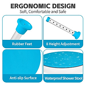 Gillion Shower Chair for Inside Shower, 360 Degree Swivel Shower Seat, Adjustable Height Shower Stool, Non-Slip Shower Bench Bathtub Seat Stool for Elderly Disabled Adults Handicap 350 lbs Capacity