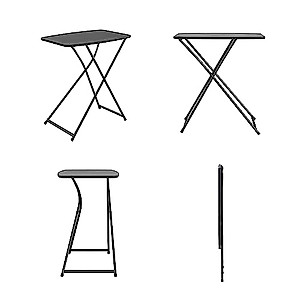 SweaTz Black, 2 Pack,18” x 26” Indoor Outdoor Adjustable Height Personal Folding Table