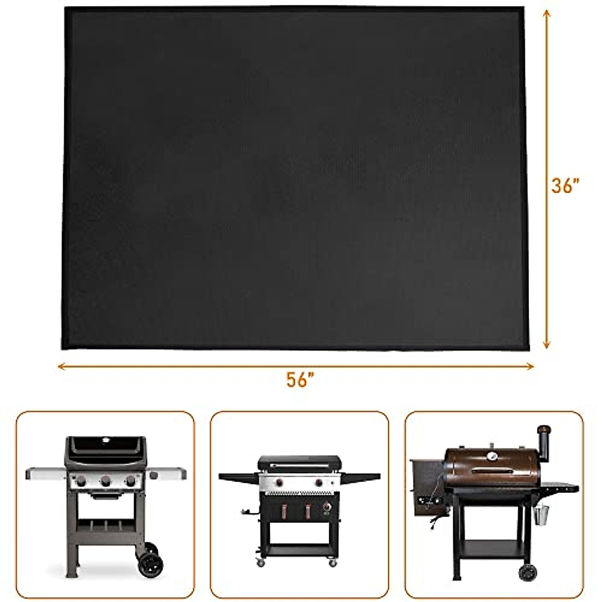 ZJYWSCH Under Grill Mat 36x56 inch Fireproof for Fireplace Fire Pit Smoker Grill Mats for Outdoor Grill Deck Protector BBQ Mat for Under BBQ Grill Pad Waterproof