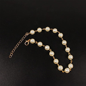 Pearl Anklet Ankle Bracelets for Women Adjustable Beach Ankle Chain Bracelet Dainty Wedding Gold Chain Anklet Summer Anklets for Birthday Christmas Gift