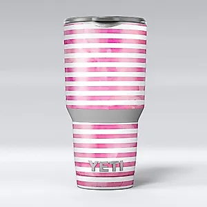 Design Skinz The Grungy Pink Watercolor with Horizontal Lines - Skin Decal Vinyl Wrap Kit Compatible with The Yeti Rambler Cooler Tumbler Cups