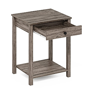 Furinno Classic Side Table with Drawer, 1 Pack, Rustic Oak