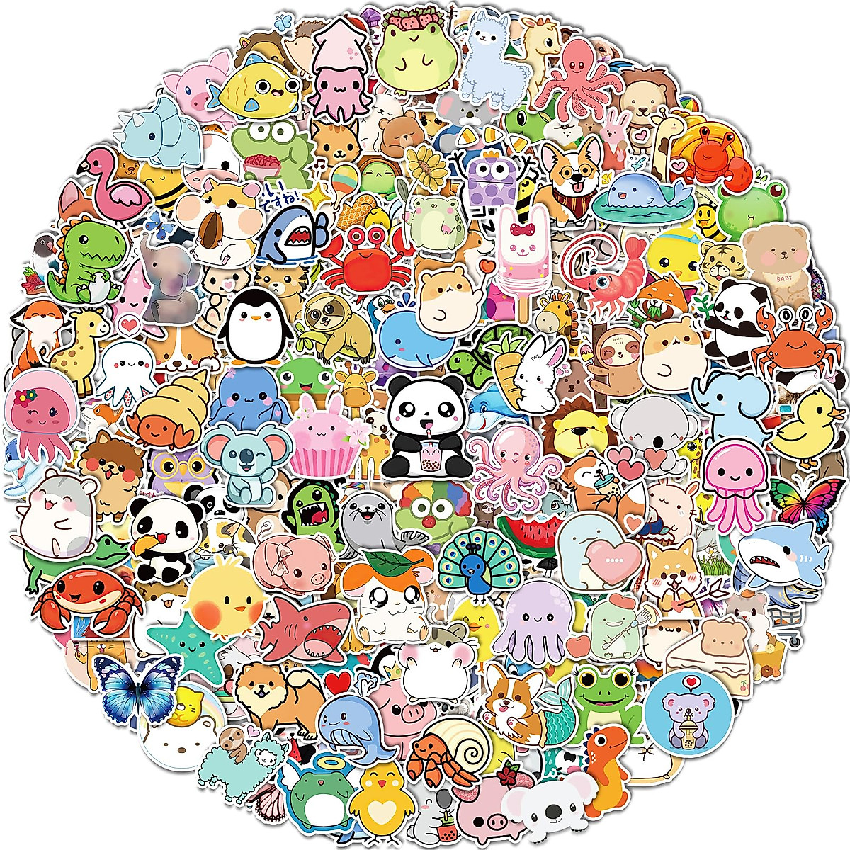 Zartores 300 Pcs Cute Animal Stickers for Kids, Water Bottle Stickers, Laptop Vinyl Waterproof Stickers, Skateboard Hydroflask Phone Aesthetic Sticker Pack for Teens Girls.