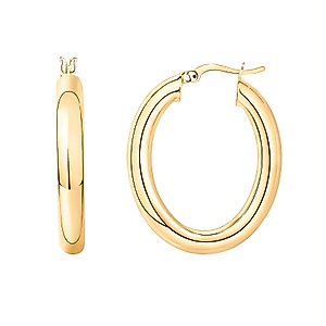 PAVOI 14K Gold Plated Sterling Silver Post Monet Oval Chunky Lightweight Hoop Earrings for Women in Yellow Gold