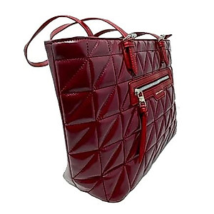 DAVID JONES Paris 2022 Women Fashion Quilted Handbag Office Lady Work Tote Everyday Shoulder Bag (Bordeaux)