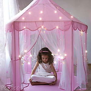 Princess Castle Play Tent with Star Lights - For Girls Age 3-7, Encourages Imaginative Play