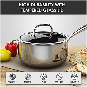 Stainless Steel Pots and Pans Set, Induction Cookware 4-Piece with Lid, Cookware Sets for Oven & Dishwasher Safe By MOMOSTAR