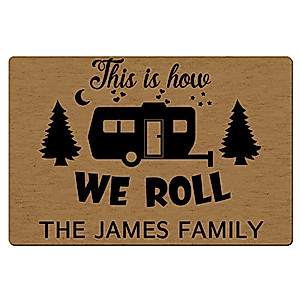 Personalized Camper Rugs,Custom Camper Door Rugs with Name,Camping Signs for Campers,Camping Rv Doormat Decorations,Camper Accessories for Inside Outside Motorhomes,30X18 in