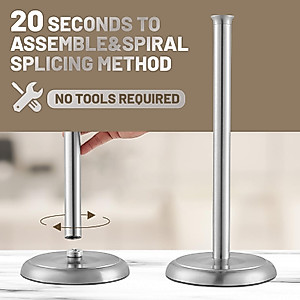 Paper Towel Holder,Stable Base Paper Towel Holder Stand,Stainless Steel Paper Towel Holder Countertop,20s Installation Paper Towel Stand,Sliver Paper Towel Dispenser Countertop for Bathroom,Kitchen