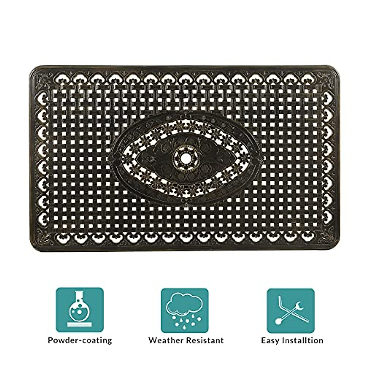 MEETWARM 7-Piece Outdoor Furniture Dining Set, All Weather Cast Aluminum Patio Garden Set with 6 Chairs, 1 Rectangular Table, 2" Umbrella Hole, Dark Bronze