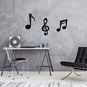Yalikop 3 Pieces Black Treble Clef Wooden Wall Decor Music Notes Wall Art Note Wooden Wall Decoration Music Note Party Decorations for Home Room Bar Music Studio Birthday Party Decor