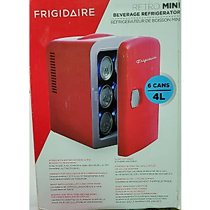 Frigidaire Mini Retro Beverage Fridge 6-Cans or 4-Liters - EFMIS040-RED (Renewed)