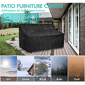 WLEAFJ Patio Sofa Cover Waterproof, Outdoor Loveseat Cover, Heavy Duty Outdoor Couch Cover, Large Lawn Patio Furniture Covers with Air Vent, 54’’ W x 37’’ D x 35’’ H