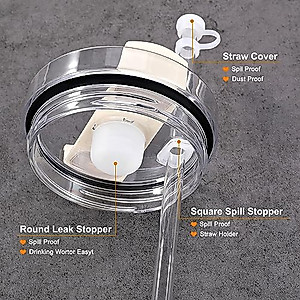 [8 Pcs] Stanley Cup Straw Cover Accessories - Straw Cover Spill Stopper and Boot Sleeve for Stanley Cup Tumbler Accessories,Including 2 Silicone Bottom Boot,2 Straw Cover Cap,4 Leak Sproof Stopper