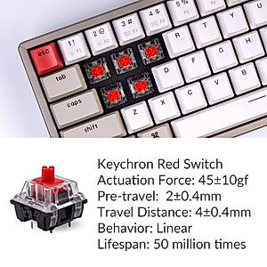 Keychron K14 Bluetooth 5.1 Wireless Aluminum Frame Mechanical Keyboard with Keychron Red Switch/Rechargeable Battery, 72 Keys Compact Keyboard Compatible with Mac Windows