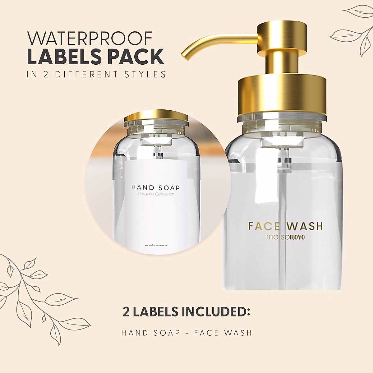 MaisoNovo Foaming Soap Dispenser with Concrete Tray - Hand Soap Refills for Foaming Dispenser - Clear Bottle w.Tray 14 oz - 12 Mix Tablets