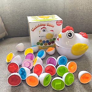 通用 12 Pack Matching Eggs Educational Color & Shape Recognition Skills Study Toys for Easter Eggs Travel Game Early Learning Match Egg Set Learning Toy Gift for Toddler 1 2 3 Year Old