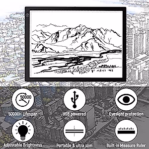 LED A4 Light Tracing Box, Artcraft Light Pad, Portable Light Table Tracer for Diamond Art, Artists Drawing, Sketching, Animation, Stencilling