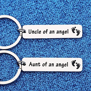 WUSUANED Child Memorial Keychain Uncle/Aunt of an Angel Sympathy Gift Loss of Child Gift (Uncle Aunt Set)