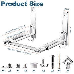 Microwave Bracket Wall Mount, Stainless Steel Microwave Oven Stand Shelf Rack, Heavy Duty and Sturdy Brackets for Kitchen Space Saver, Max Load 100 lbs