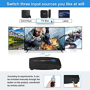 8K@60Hz HDMI 2.1 Switch, HDMI Switch 3 in 1 Out, 3-Port HDMI Switcher Selector, Supports 4K@120Hz, 1080P@240Hz, 1080P@120Hz for Fire Stick, HDTV, PS4/5, Game Consoles with Remote Control