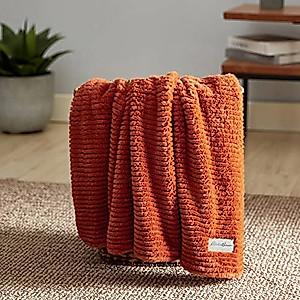 Eddie Bauer- Throw Blanket, Ultra Soft Plush Home Décor, All Season Bedding (Textured Solid Orange, 50 x 60)