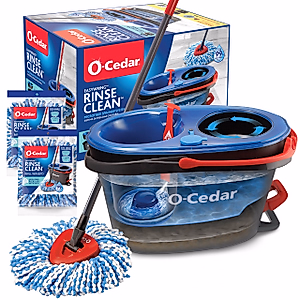 O-Cedar EasyWring RinseClean Microfiber Spin Mop & Bucket Floor Cleaning System with 2 Extra Refills