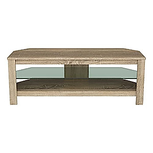 AVF CA115GOX-A Stand, Rustic Sawn Oak with Glass Shelf, Sizes – 27”, 32”, 37”, 39”, 40”, 42”, 46”, 47”, 50”, 55”. for TVs with Wide feet, Please Measure to Assure fit