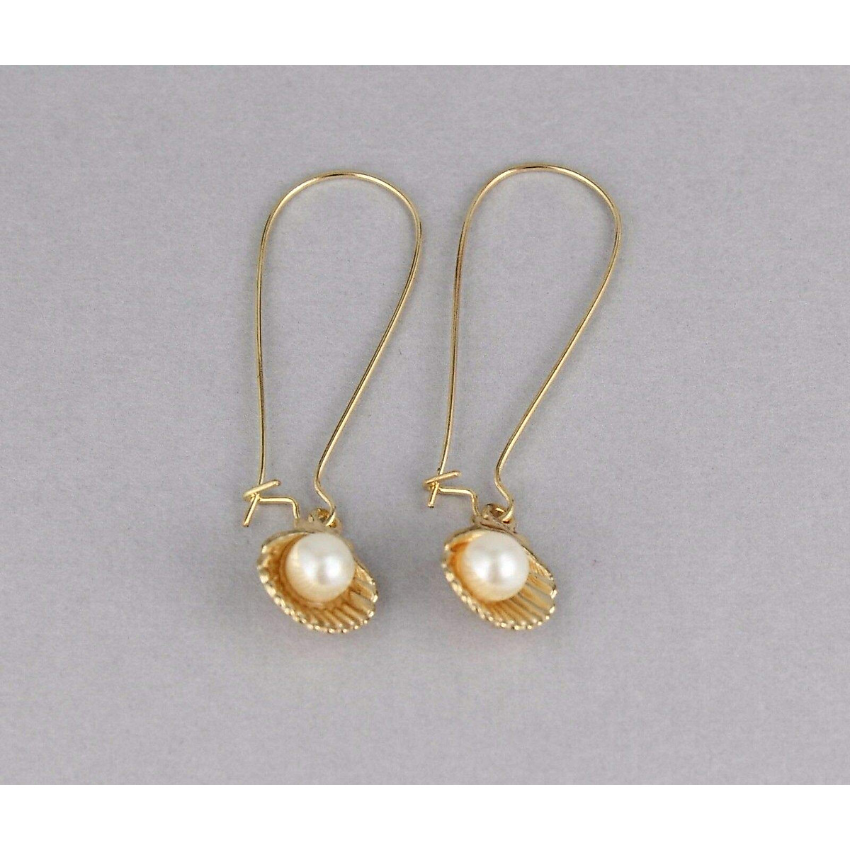 Gold Sea Shell Earrings For Women Set Faux Pearl Oyster Shell 2" Long Dangle Earrings For Women Set