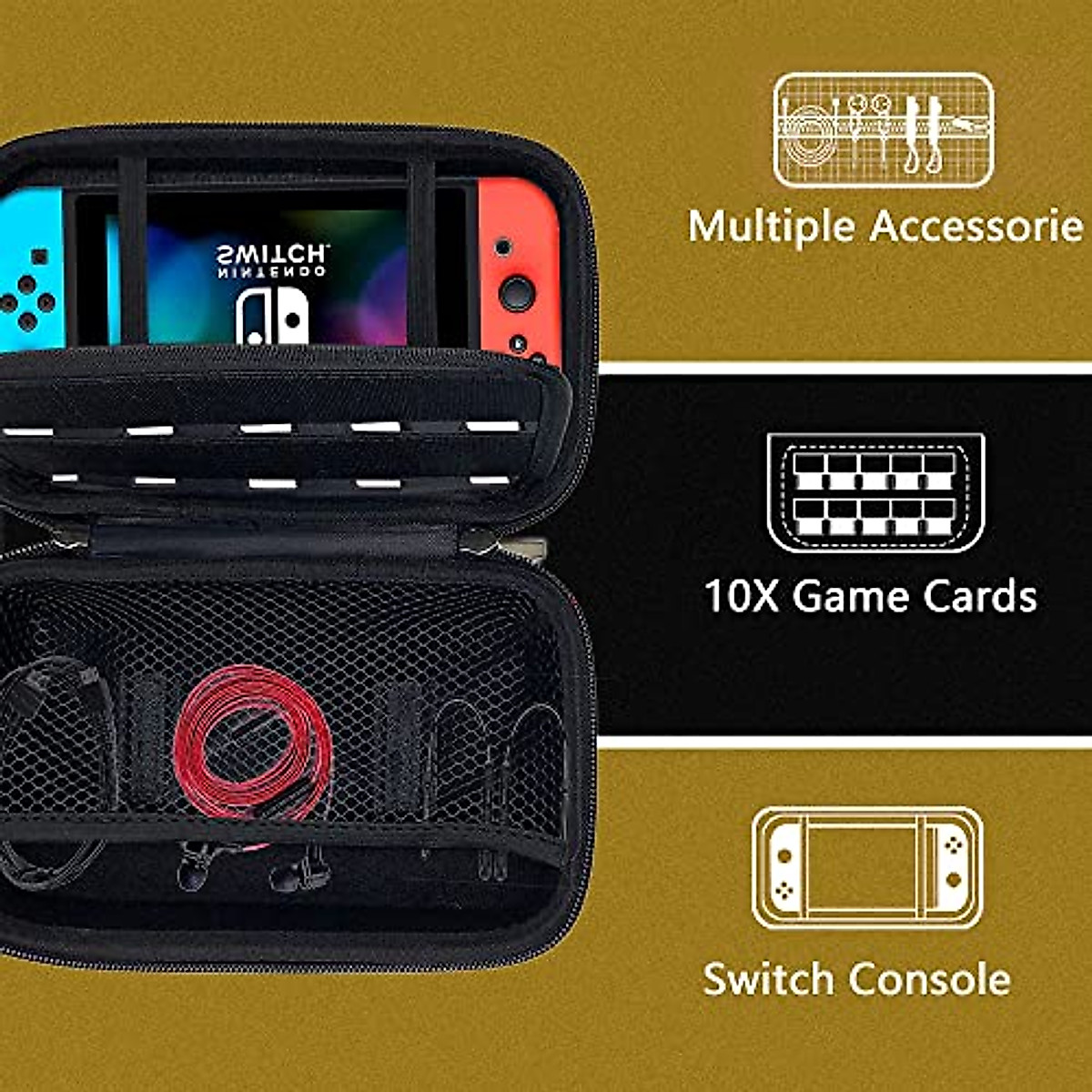 for One Piece Switch Carrying Case Compatible with Switch, with 10 Game Cards Holders Protective Hard Shell Travel Carrying Case Pouch for Switch Console & Accessories