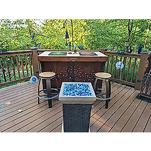 Hisencn Caribbean Blue Fire Glass Rocks for Fire Pit, 1/2 Inch Fire Glass Beads for Propane Gas Fireplace or Natural, Outdoor and Indoor Azure Blue Reflective Decorative Firepit Glass, 10 Pounds