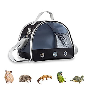 Guinea Pig Cages Small Animal - Bird Rabbit Turtle Carrier Bag African Hedgehog Portable Travel Carrier Outdoor Hang Bag（Black）