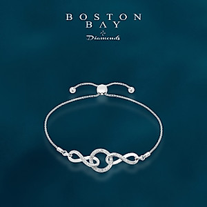 .925 Sterling Silver 1/10 Cttw Diamond Infinity Bolo Bracelet (G-H Color, I2-I3 Clarity) - 8-3/4"