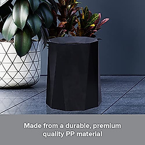 Luxurious Nordic Trash Can - Open Top Geometric Garbage Can - Double Barrel Trash Bin - Waste Basket w/Removable Plastic Bin - Living Room, Bedroom, Bathroom Trash Can - 8L/2.1Gal Garbage Bin, Black