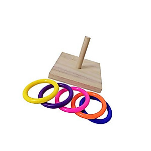 Balacoo Bird Ring Toy Interactive Wood Board Ring Toss Game Puzzle Toy Bird Educational Toy Parrot Chew Bite Playing for Parrot Pet (Random Color)