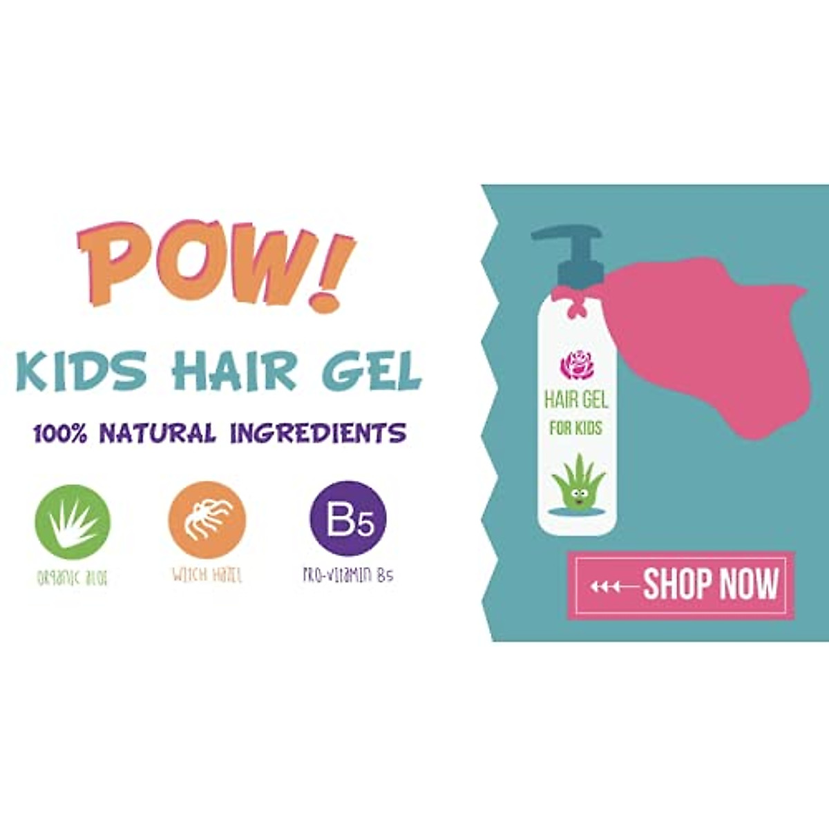 Hair Gel for Kids | Light Hold | Chemical Free | Made with Organic Aloe Vera and Vitamins | Safe on Babies, Toddlers, Men and Women | Always Paraben, Sulfate & Fragrance Free | Made in USA (1 Unit)