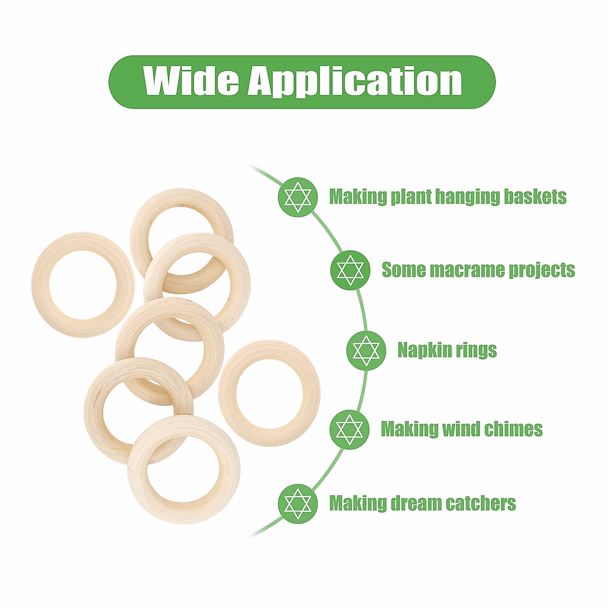 20PCS Natural Wood Rings for Crafts, Macrame Rings for DIY, Wooden Rings Without Paint, Pendant Connectors 55mm/2.2inch