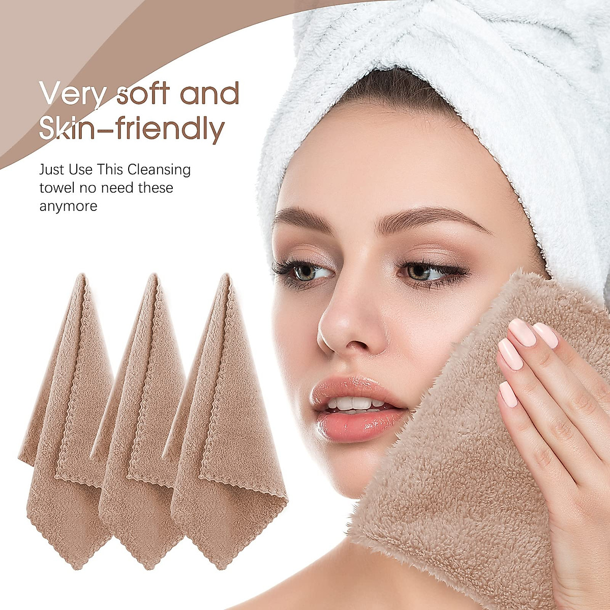 Syhood 12 Pieces Face Wash Cloth 12 x 12 in Makeup Remover Cloths Towel Coral Velvet Facial Microfiber Cloths Soft Fast Drying Facial Cleansing Towel for Face(Brown)
