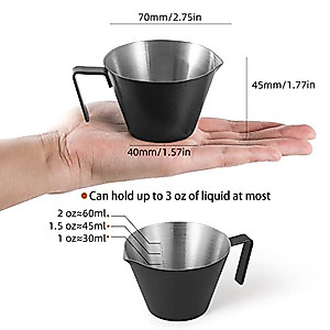 MHW-3BOMBER Espresso Measuring Cup with Handle 2 Pack Double Shot Espresso Cups 2oz Stainless Steel Espresso Pouring Cup for Barista Coffee Espresso Accessories (Matte Black) G5141B*2