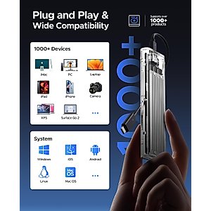 ORICO M.2 NVMe SSD Enclosure, USB 3.2 Gen 2 (10 Gbps), Transparent External Solid State Drive Adapter Enclosure for 2280 2260 2242 2230 PCI-E M2 M-Key SSD, USB Type C Converter Case-TCM2 Silver