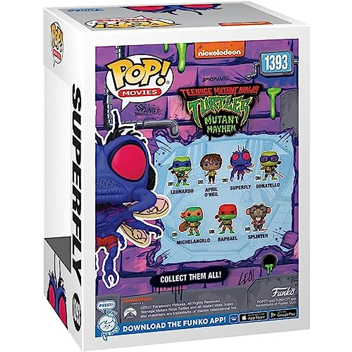 POP Teenage Mutant Ninja Turtles: Mutant Mayhem - Superfly Funko Vinyl Figure (Bundled with Compatible Box Protector Case), Multicolor, 3.75 inches