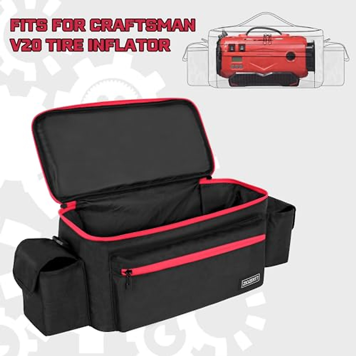 ZIOZERTT Air Compressor Bag Compatible with Milwaukee M18 Tire Inflator 2848-20/Craftsman V20, Air Pump Carrying Case Fits for Milwaukee Tools Accessories and 18V Battery, Black (Bag Only)