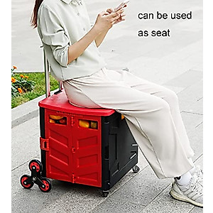 Folding Trolley Cart, Boot Cart with Noiseless Wheel, Foldable Utility Cart Heavy Duty Handcart with Stair Climbing Wheels Portable for Groceries Collapsible Teacher Crate for Office