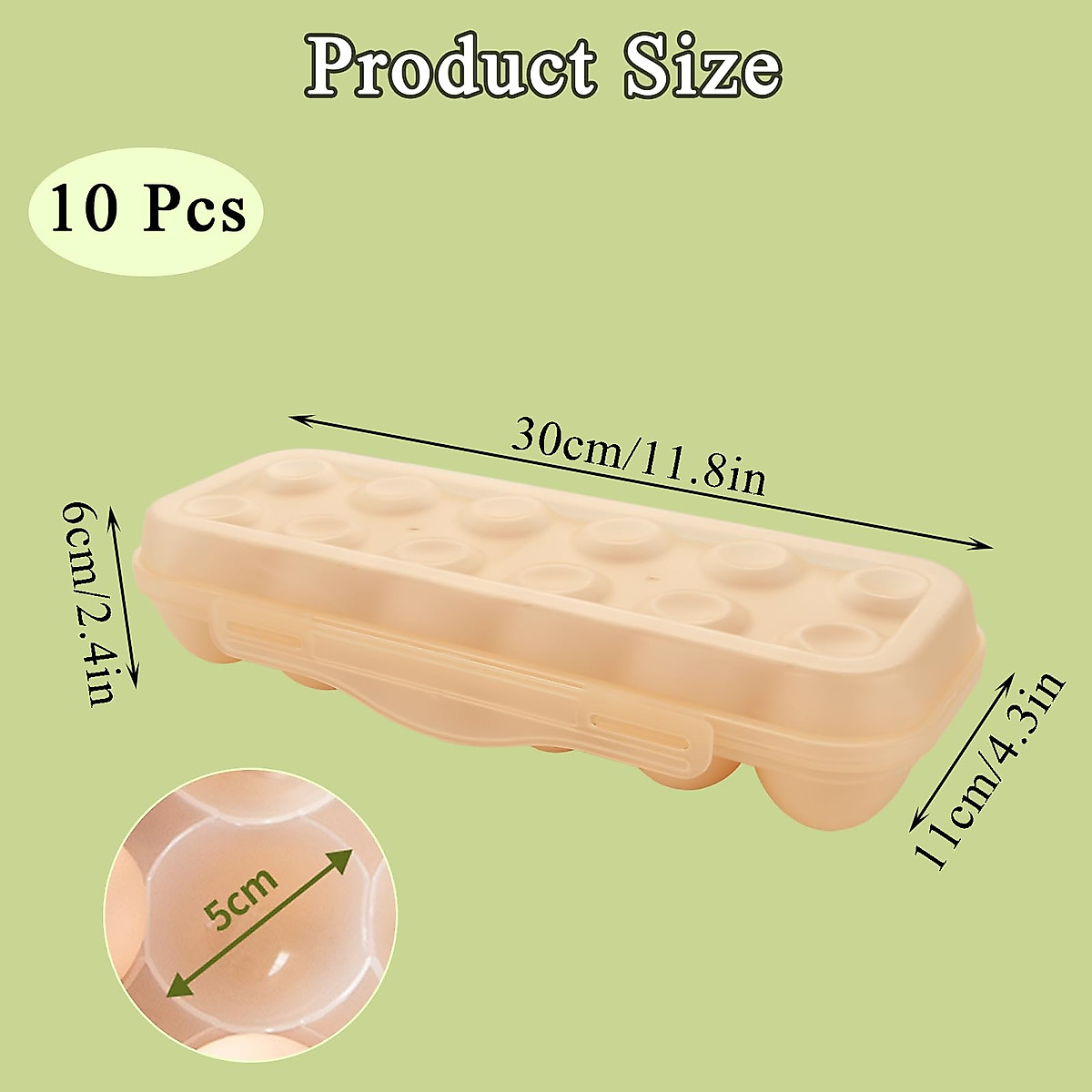 CYEAH 12 Grids Egg Holders, Reusable Egg Cartons Tray Egg Containers with Lid for Refrigerator, Large Capacity Egg Organizer Box for Home Kitchen Outdoor Picnic Hiking Storage, Set of 10